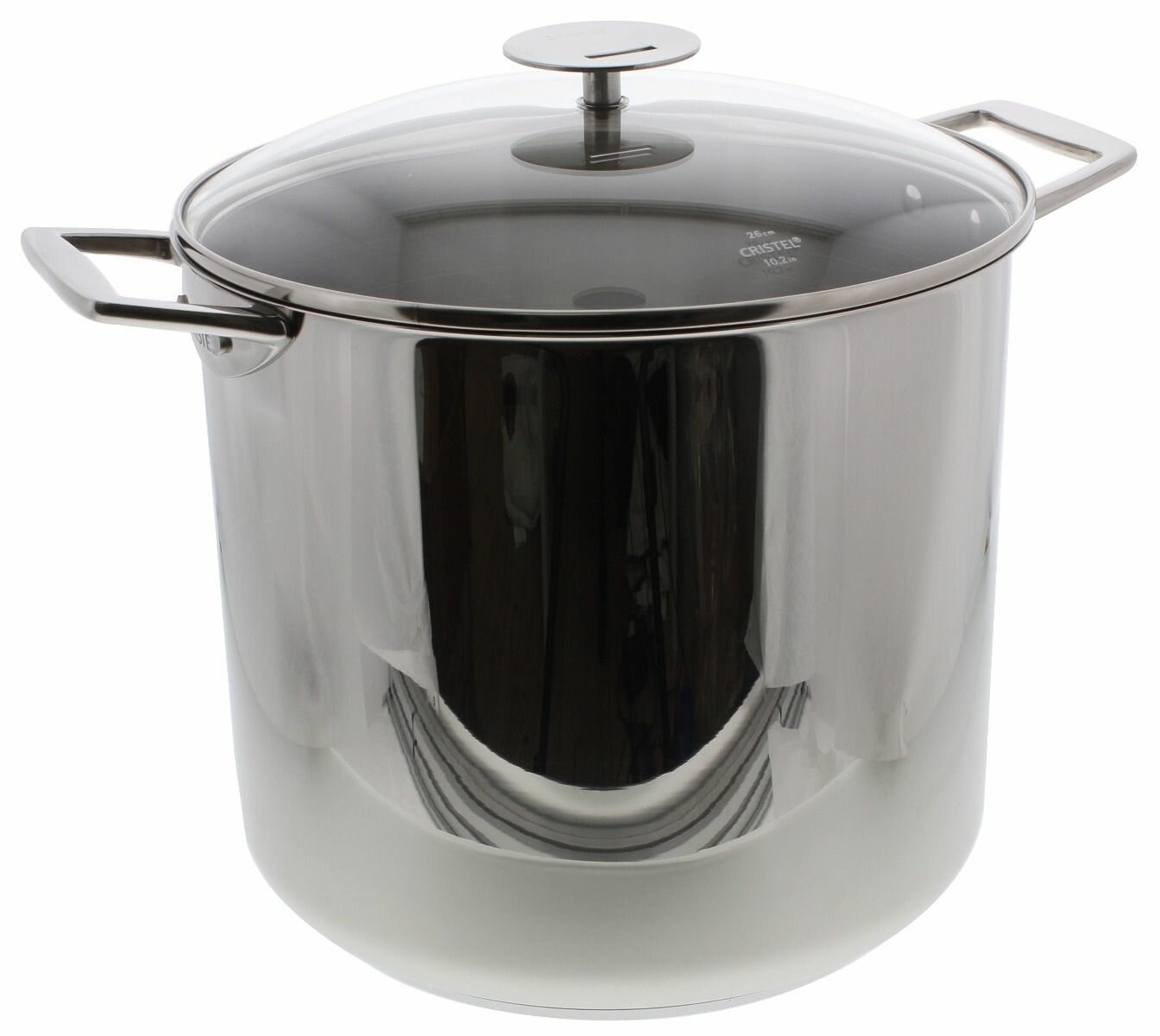 Высокая кастрюля Кастель Про, 22 см с двумя ручками, с металлической крышкой, M22CPF, CRISTEL