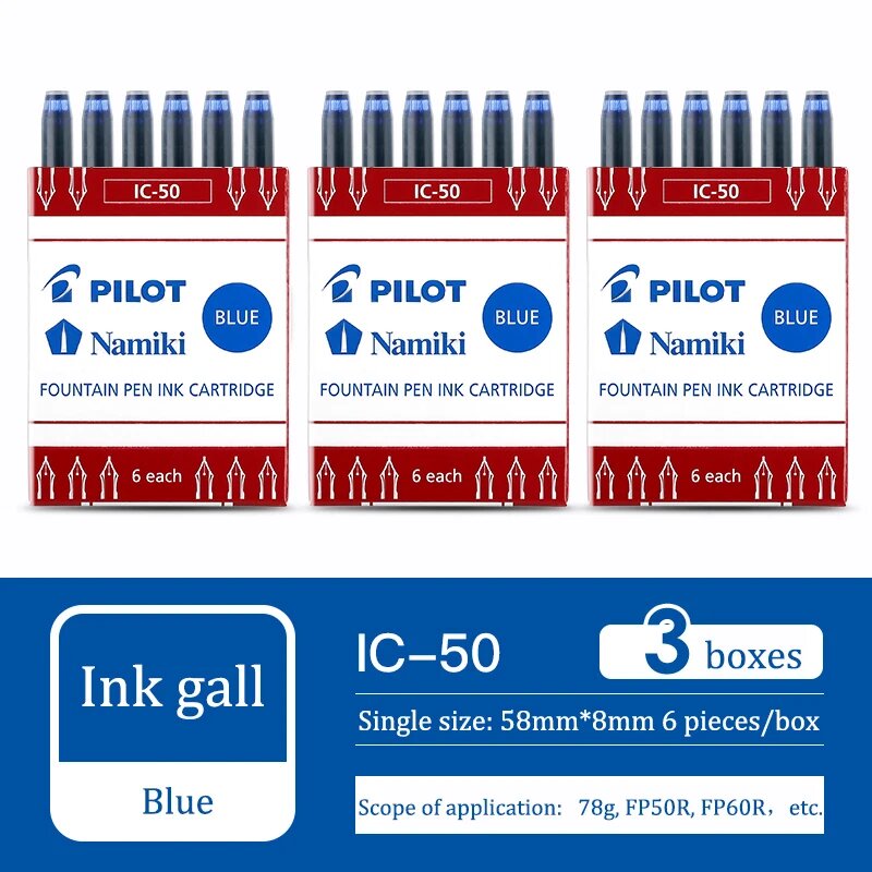 Pilot IC-50 синие картриджи для ручек, 3 шт.