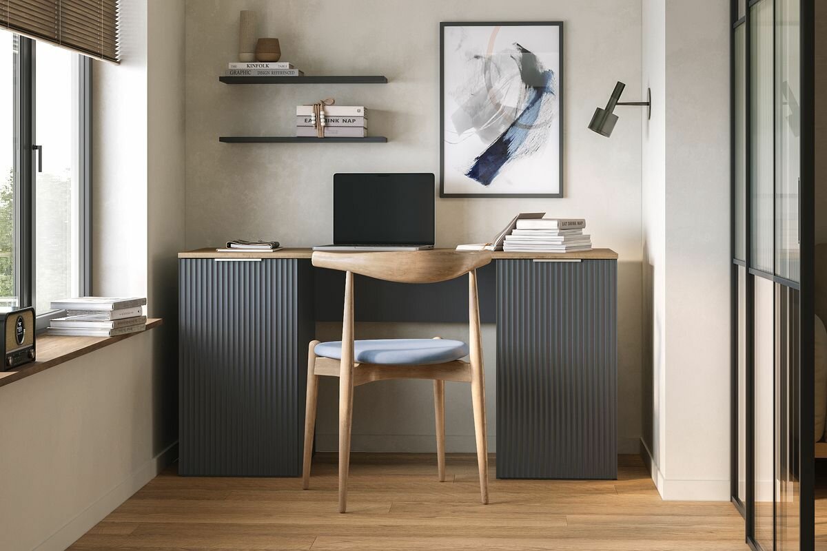 Стол письменный Салерно 3 Графит для документов для книг двухдверный 150*75*60