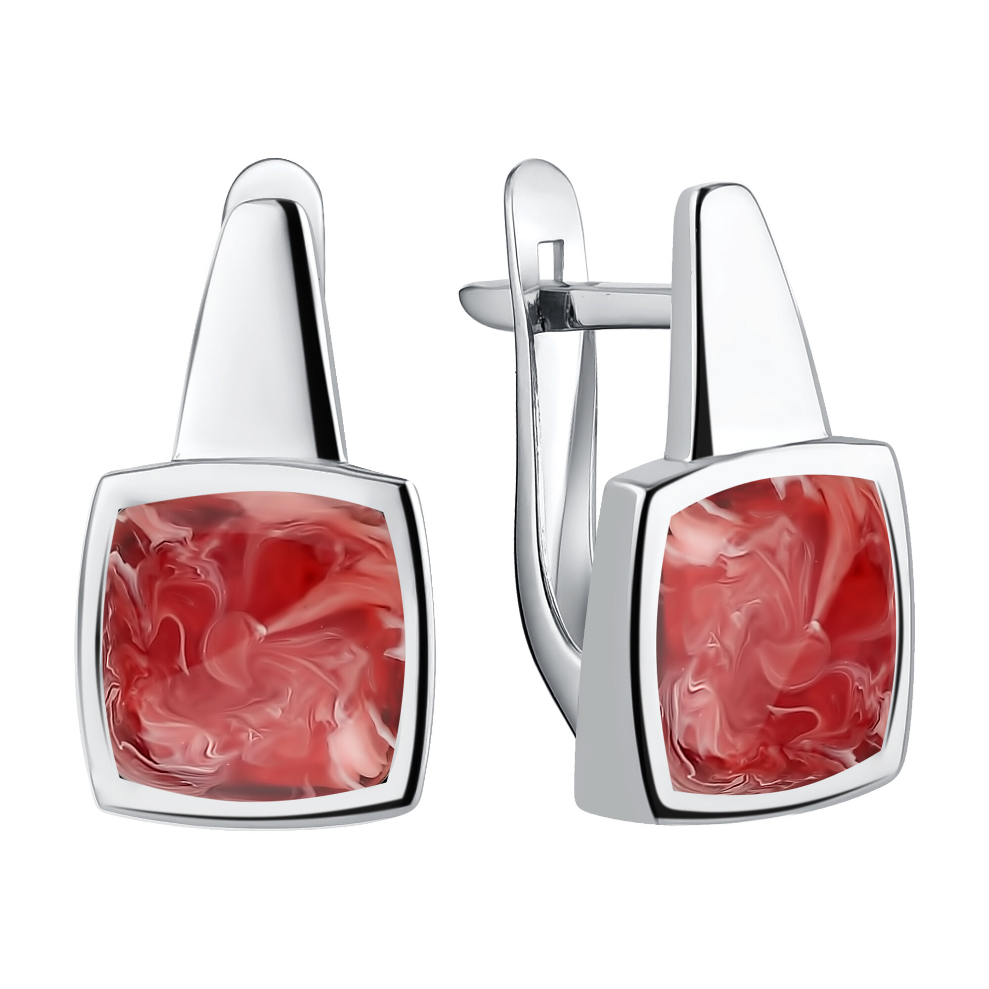 Серьги, серебро, 925 проба, родирование, эмаль