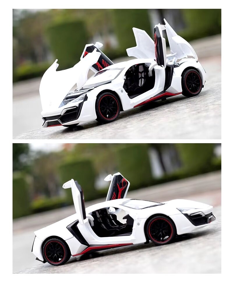Машинка металлическая коллекционная с дымом Lykan HyperSport 1:24 свет, звук CZ32AD (Цвет: Белый)