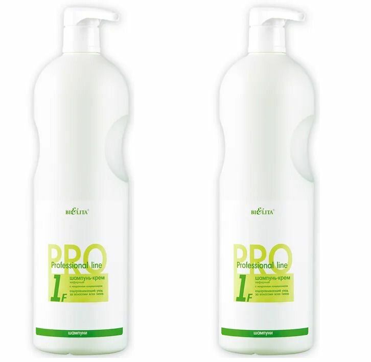 Белита Шампунь-крем с натуральным кондиционером для всех типов волос Кефирный, 1 л, 2 шт