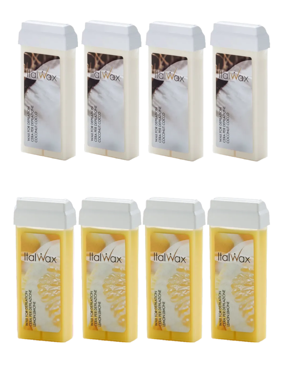 Воск в картридже ITALWAX NATURA набор из 8 шт по 100 мл, Кокос, Лимон
