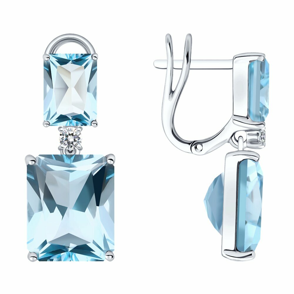 Серьги, белое золото, 585 проба