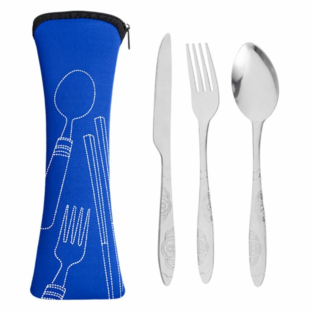 Набор столовых приборов с портативной сумкой, столовыми приборами из нержавеющей стали и вилками, походной утварью для пикника, школьного офиса