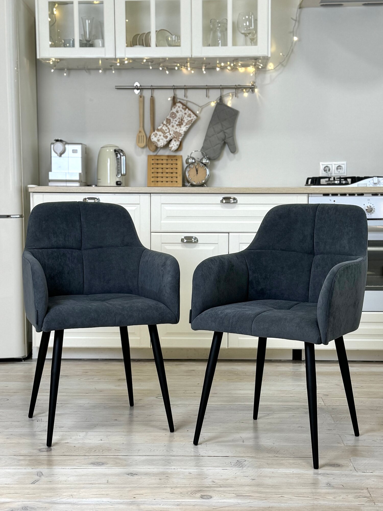 Стулья для кухни и гостиной Сеул комплект 2 шт мягкие графит велюр