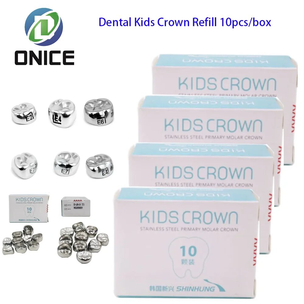 Shinhung Dental детская Корона заполнение 1-я Корона молярных зубов из нержавеющей стали Первичная Корона молярных зубов Стоматологическая Временная Корона зубов