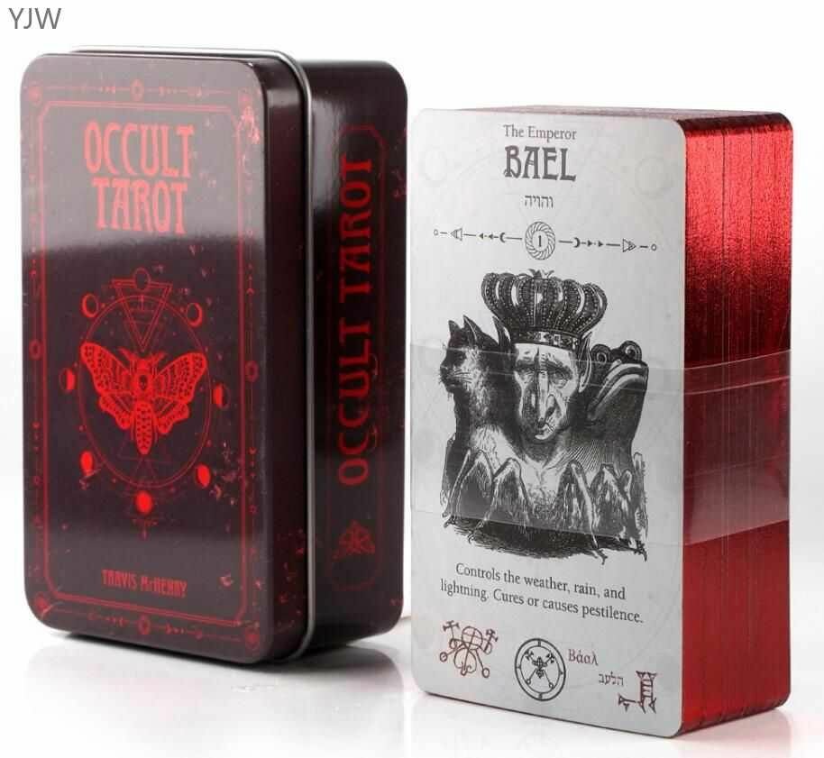 Карты Таро Оккультное в жестяной коробке, колода для гадания и самопознания 10,3х6 см, мистический подарок