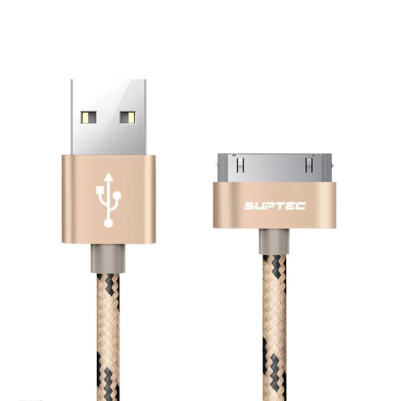 30-контактный USB-кабель SUPTEC для iPhone 4S 4 3GS iPad 1 2 3 iPod Nano itouch, зарядный кабель, адаптер для быстрой зарядки, синхронизации данных, шнур 1 m, Colorful Gold