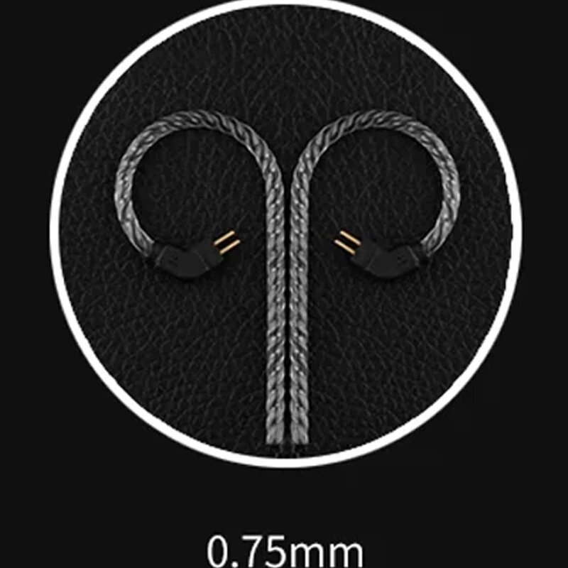 TRN Черный сменный кабель 0,75/0,78 мм 2-контактный 0.75mm 2Pin With Mic