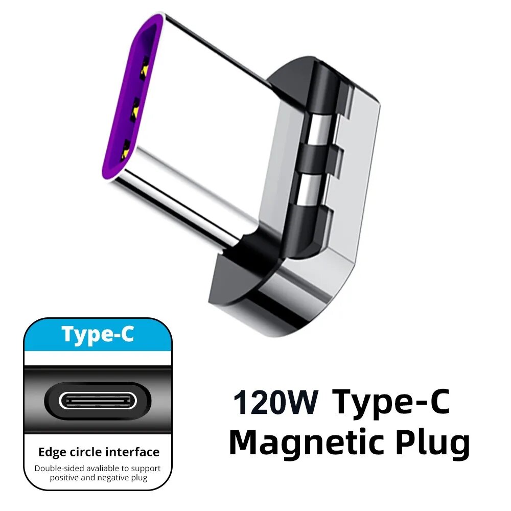 Elough 120 Вт USB Type C к USB C Магнитный адаптер 90 градусов Магнитный 120W Magnetic Plug