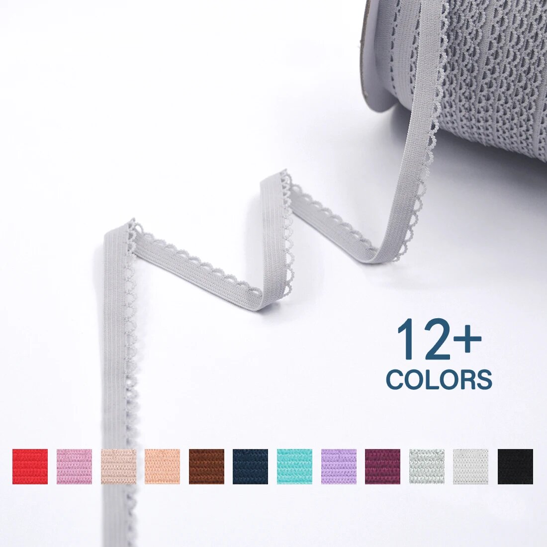 Резинка NINE LOOMS 3/8", 10 мм, 2 ярда Серебряный, Silver Grey, 2 Yards