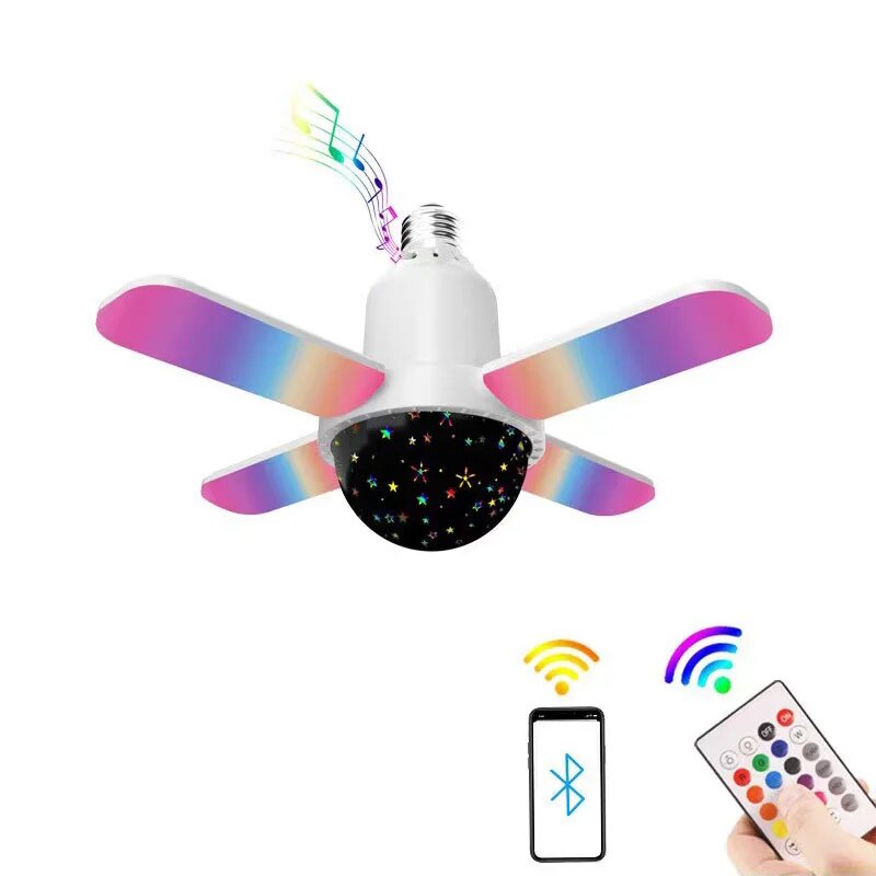 1500 лм LED лампа с Bluetooth, проекцией, динамиком, синхронизацией света и музыки, 6500K