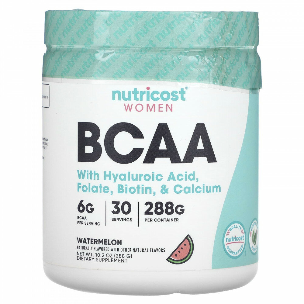 Nutricost, BCAA с гиалуроновой кислотой, фолатом, биотином и кальцием для женщин, со вкусом арбуза, 288 г (10,2 унции)
