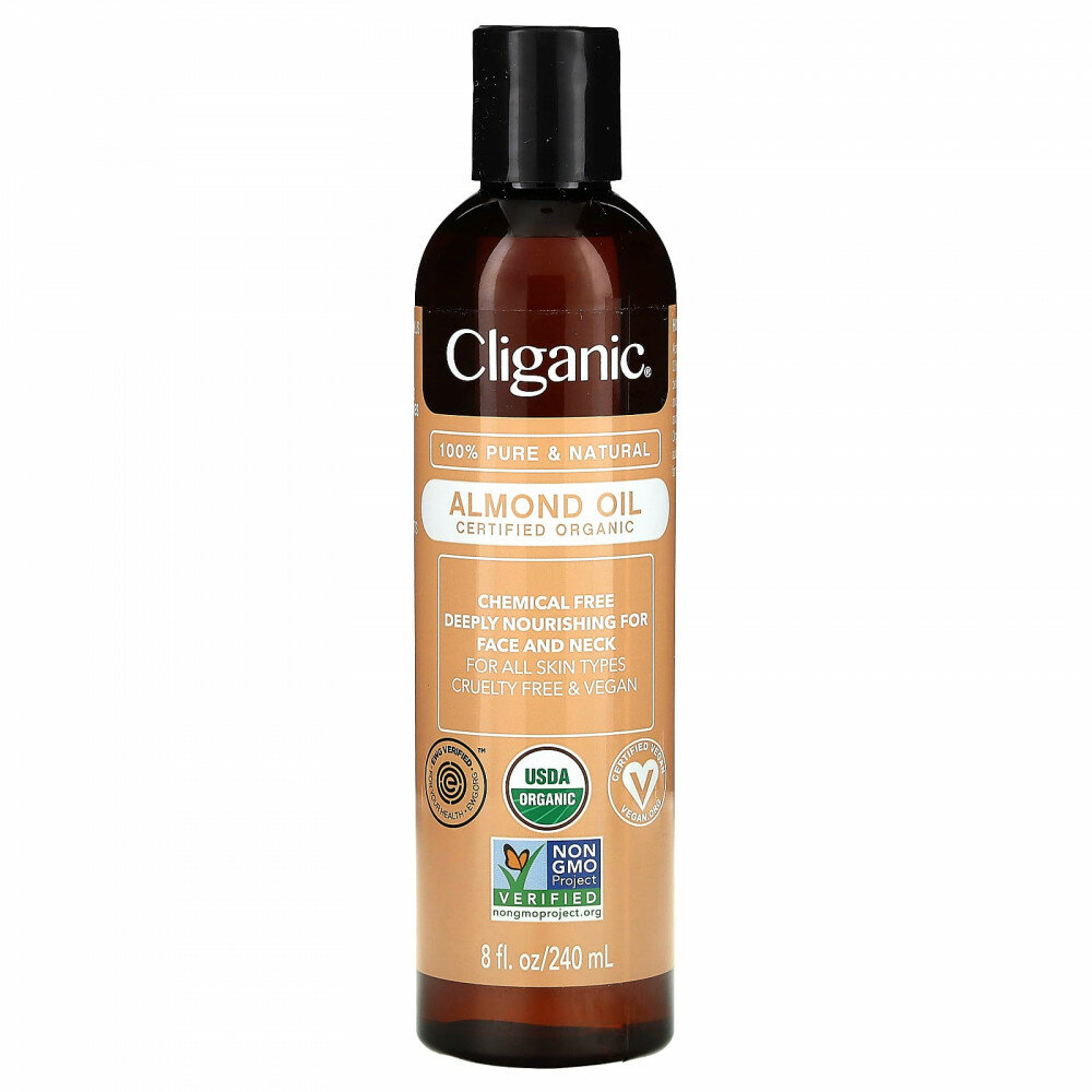 Cliganic, органическое миндальное масло, 237 мл (8 жидк. унций)