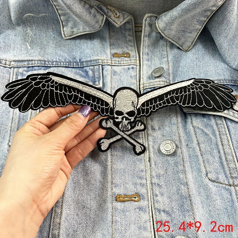 Панк байкерские нашивки с черепами и крыльями DB0918CT