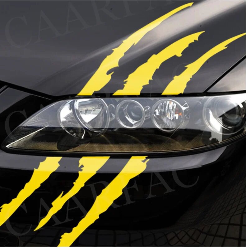 Коготь монстра, наклейка в виде царапанной полосы, наклейка с когтями, светоотражающая наклейка для мотоцикла, автомобиля, универсальные аксессуары для украшения мотоцикла yellow