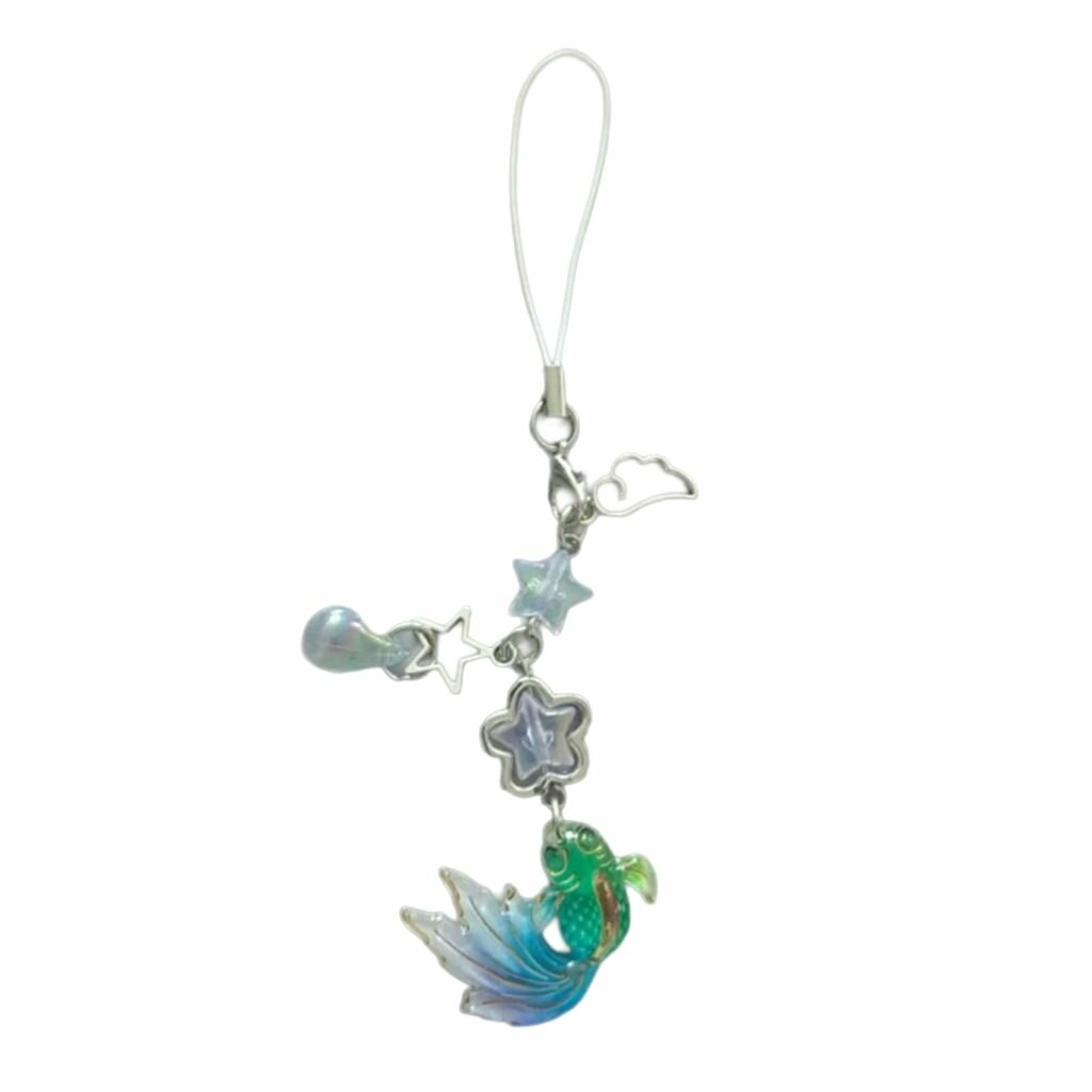 Брелок, Цепочка для мобильного телефона из бисера Koi star-зеленая