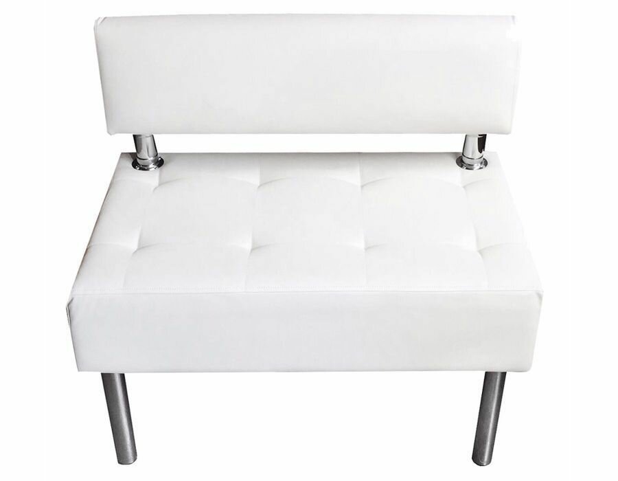 Диван прямой для дома и офиса Сантьяго без боковин 80x58х80 белая экокожа