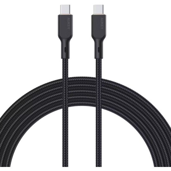 Кабель Aukey USB-C - USB-C, Nylon Braided 100Вт, Kevlar, 1м, черный