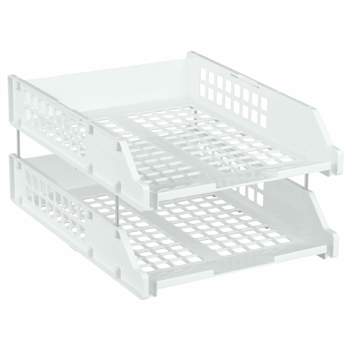 Лоток для бумаг горизонтальный Стамм "Strong", 2 лотка на металл. стержнях, белый (ЛТГ-31717)