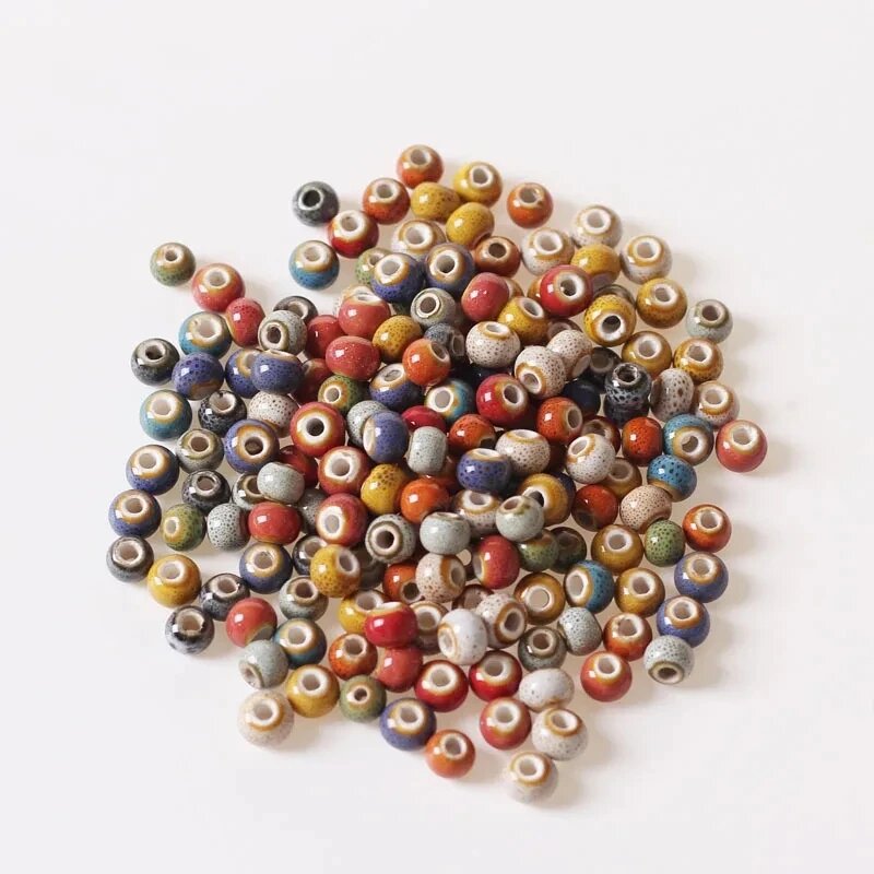 Керамические бусины 6 мм, 10 цветов, 100 шт, mixed color
