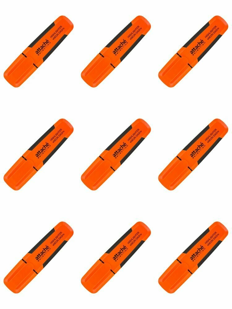 Attache Selection Маркер текстовыделитель Neon Dash 1-5мм оранжевый, 9 шт