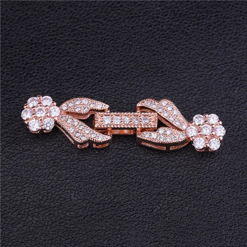 Застежка для браслета Juya, rose gold, кубический цирконий