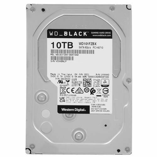 3.5" 10 ТБ Жесткий диск WD Black (WD101FZBX) - SATA III, 6 Гбит/с, 7200 об/мин, кэш память - 256 МБ