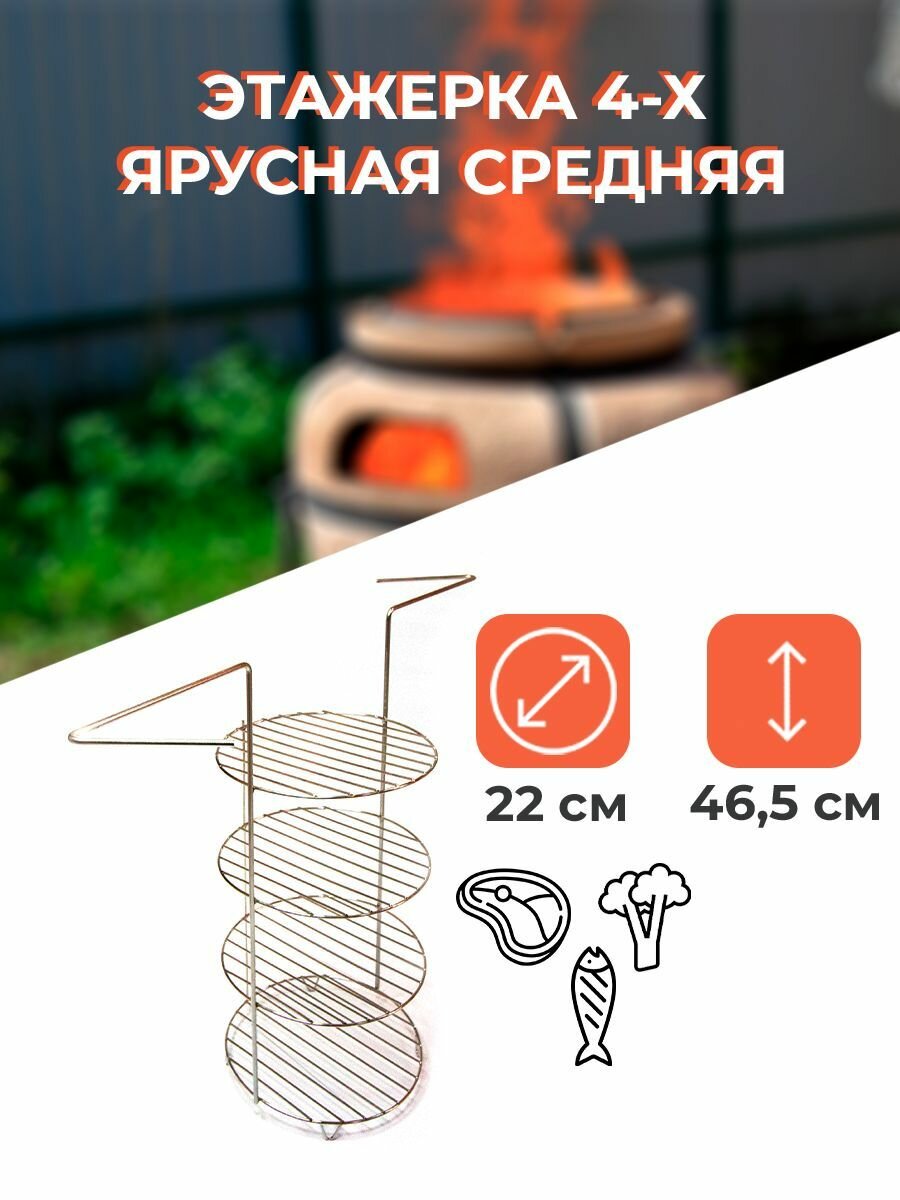 Этажерка 4-х ярусная средняя D22