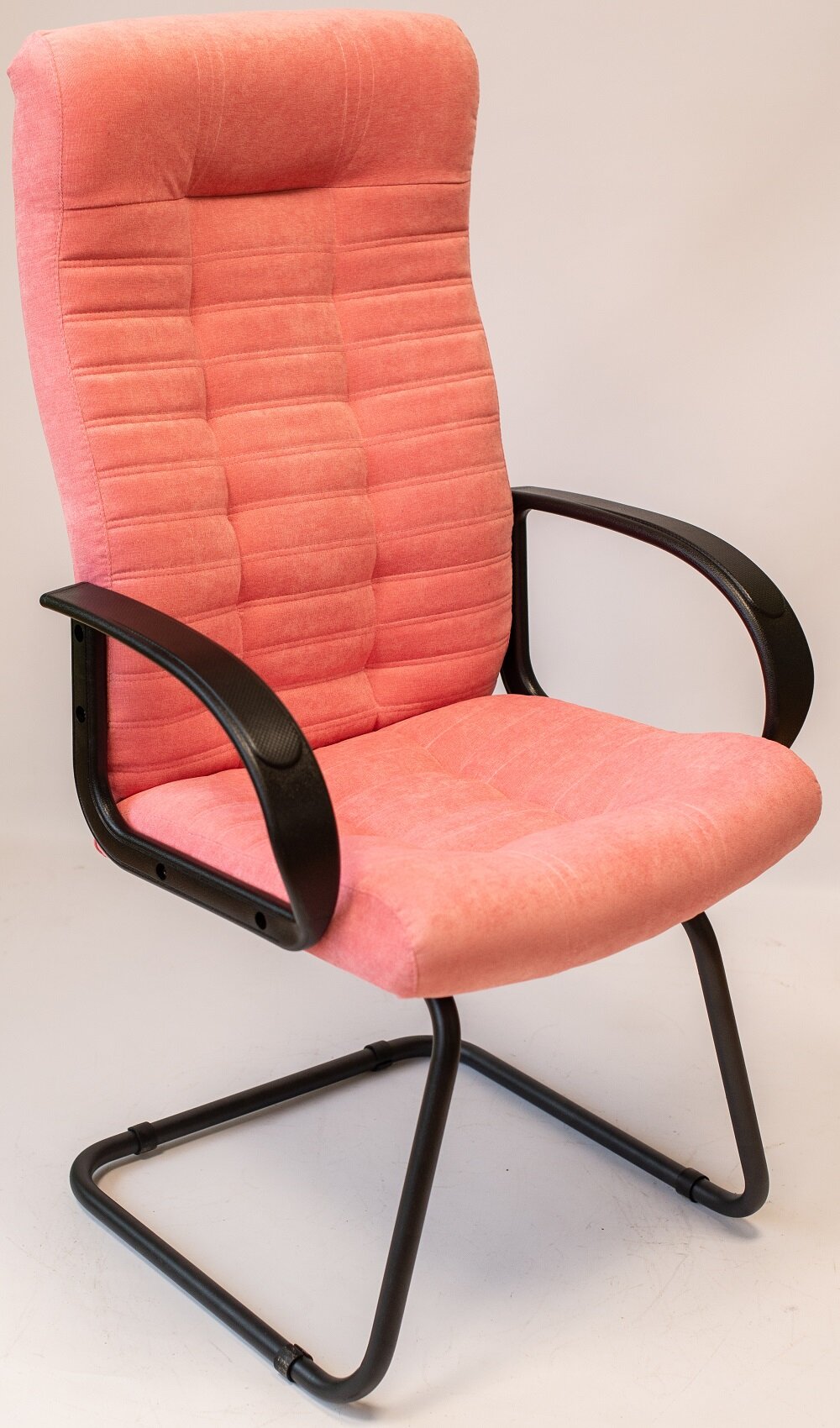 Стул компьютерный без колес Атлант, ткань рогожка, цвет розовый