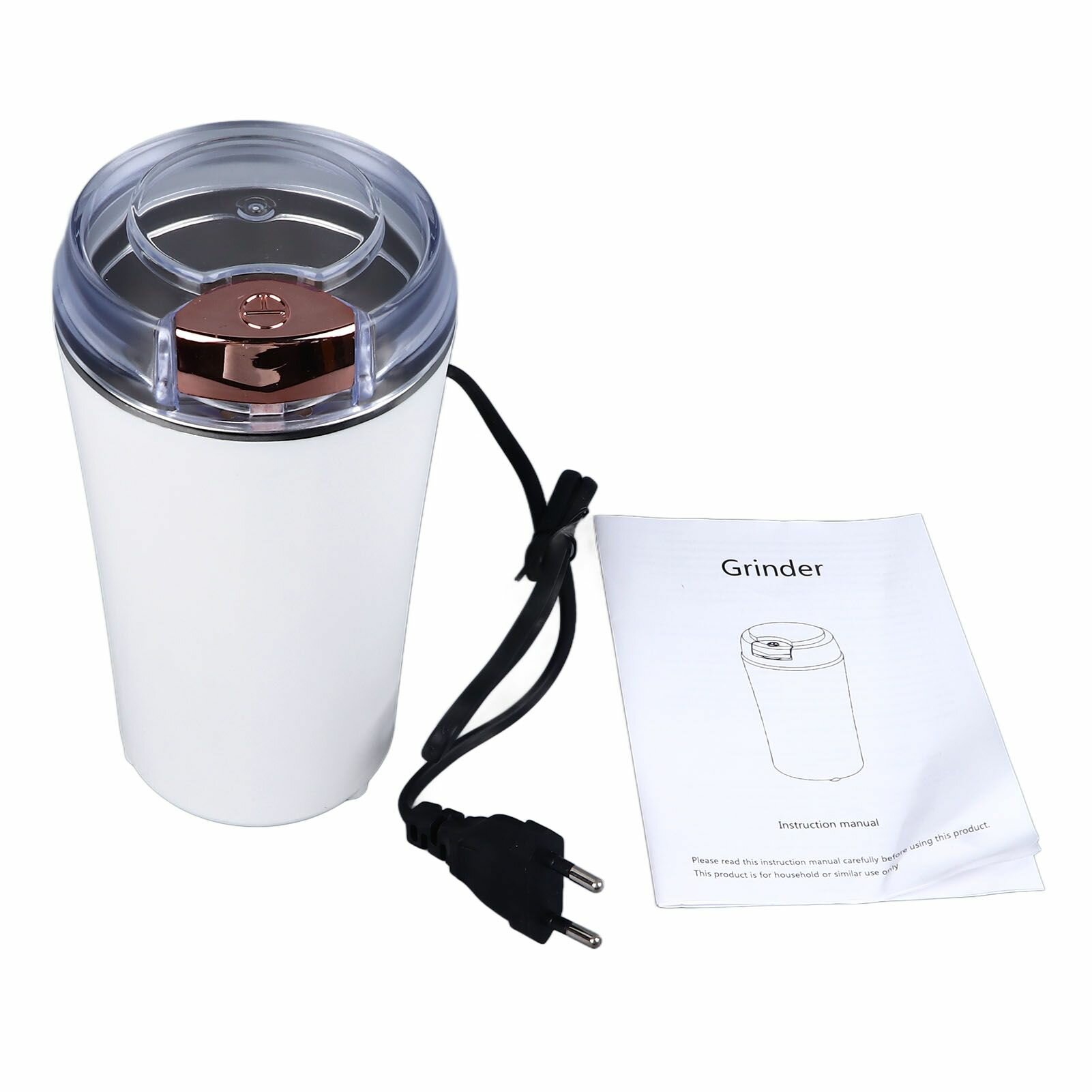 Электрическая мельница для трав 200 Вт, вилка европейского стандарта, 220 В, 6 лезвий, белое сенсорное управление, электрическая мельница для кофейных зерен для специй, трав, перца