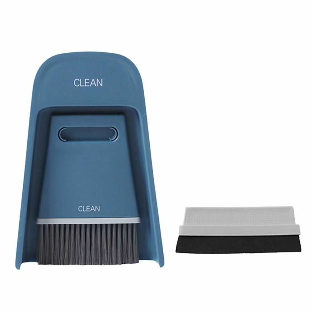 Портативный мини-веник, набор совков для мусора, бытовая настольная щетка для чистки, набор инструментов для очистки, темно-синий