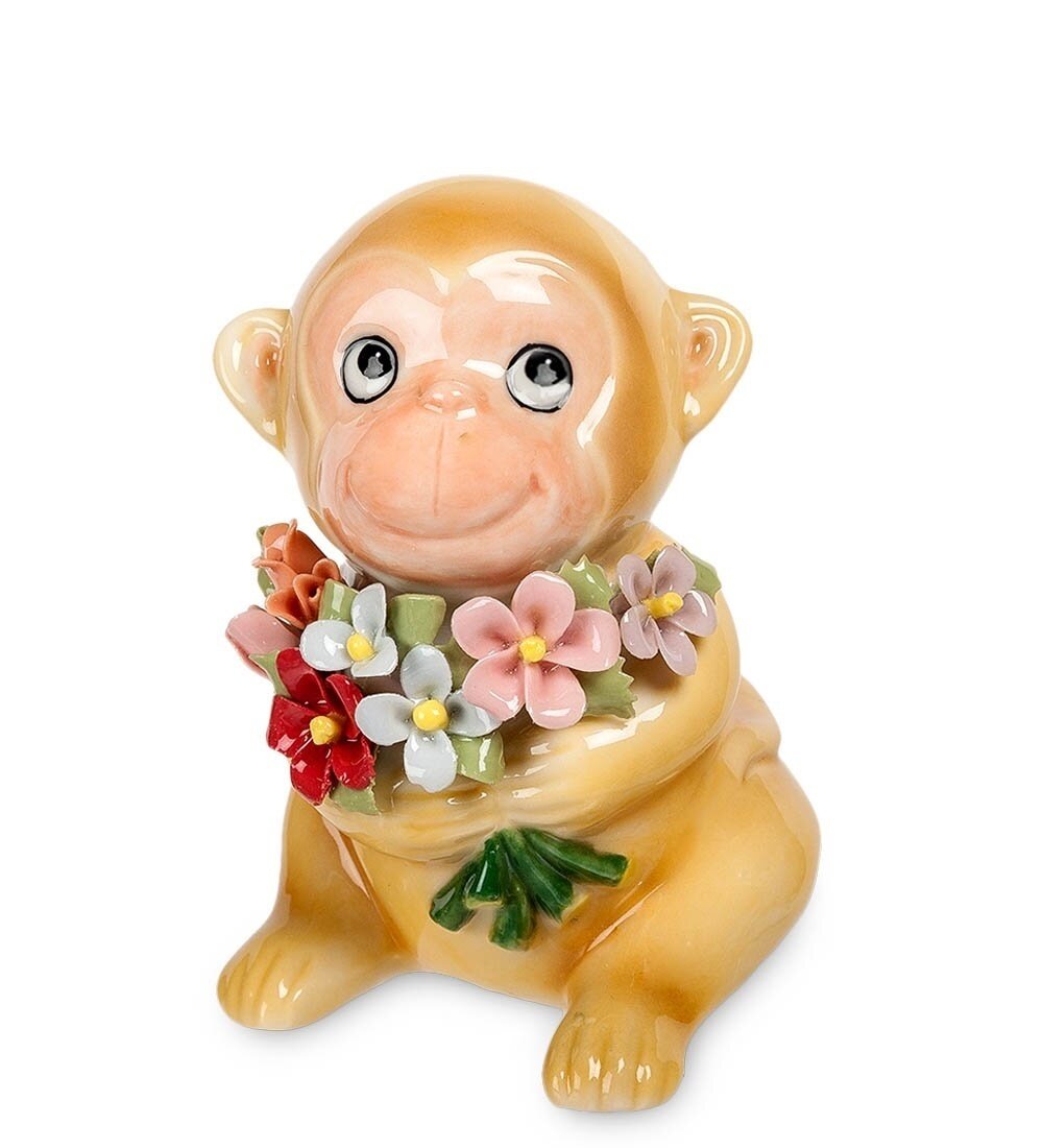 Фигурка декоративная Pavone Обезьяна с букетом