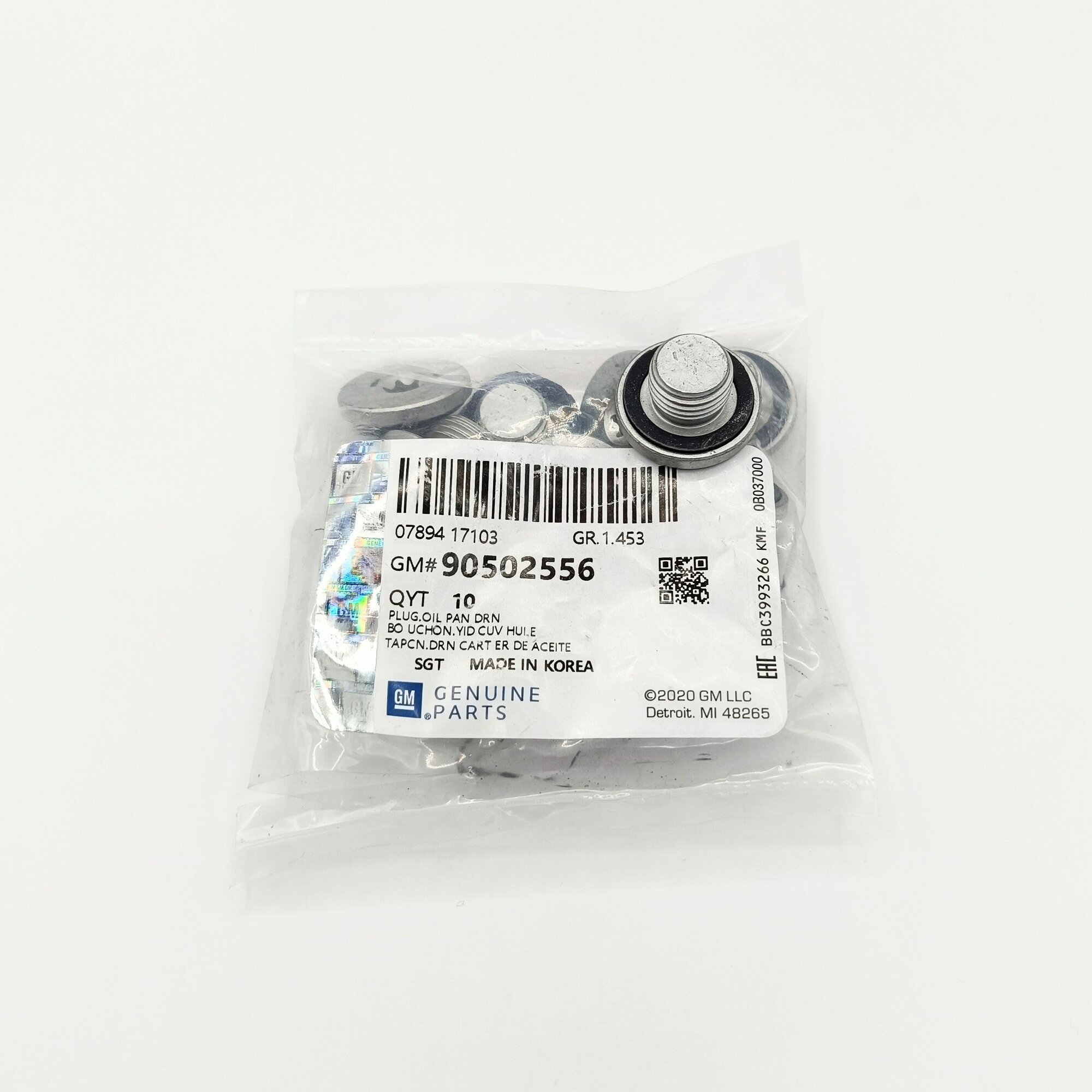 Пробка сливная поддона 10 шт. GM 90502556 Opel Astra Corsa Insignia Mokka Vectra / Chevrolet Aveo Cruze Orlando и др.