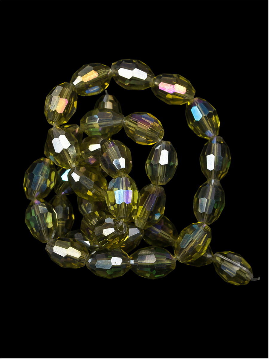 Бусины 60 шт, с радужным покрытием 10х8 мм, цвет: изумруд