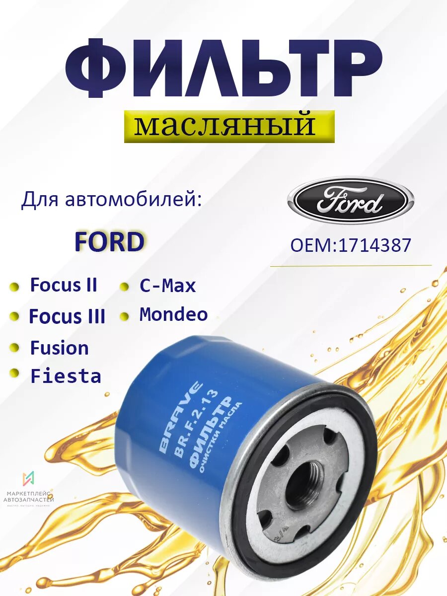 Фильтр масляный Форд Фокус, Фьюжн, Мондео, С-Макс 1714387