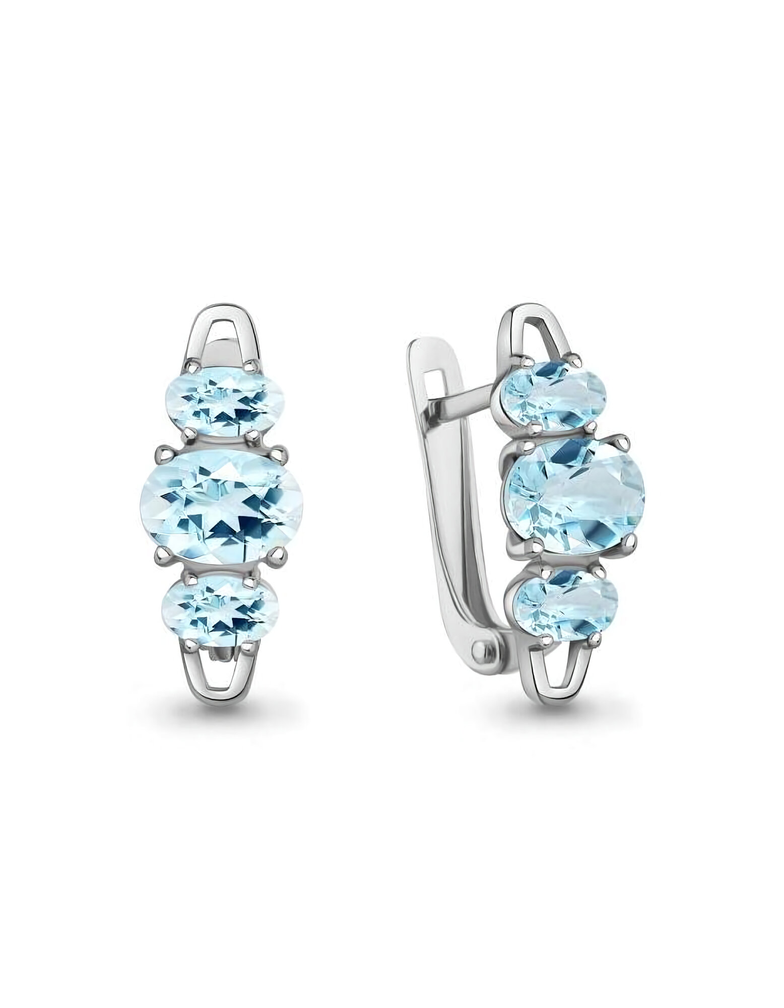 Серьги пусеты, серебро, 925 проба, родирование, топаз