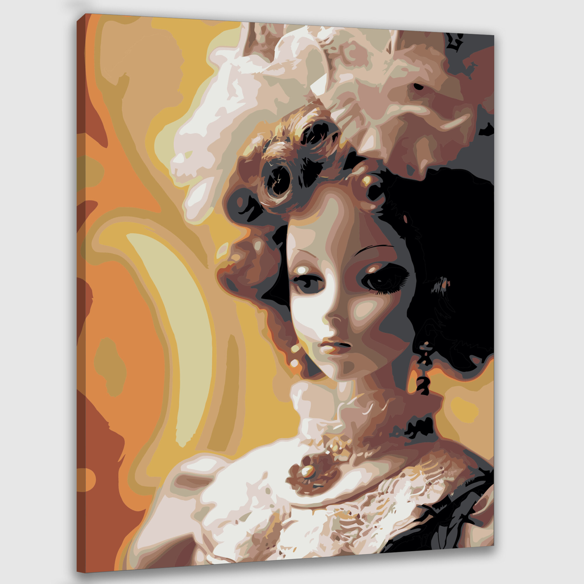 Картина по номерам 40x50 см, кукла, викторианский стиль, крупный план, глубина резкости, мастерство, фарфоровое лицо, f