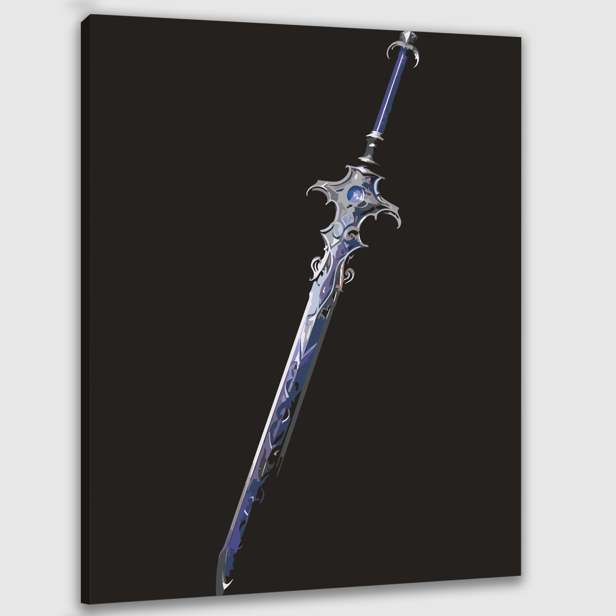 Картина по номерам 40x50 см, картина, масло, мифический меч, Меч Вечерней звезды, гравюры, сияние, небесное сияние