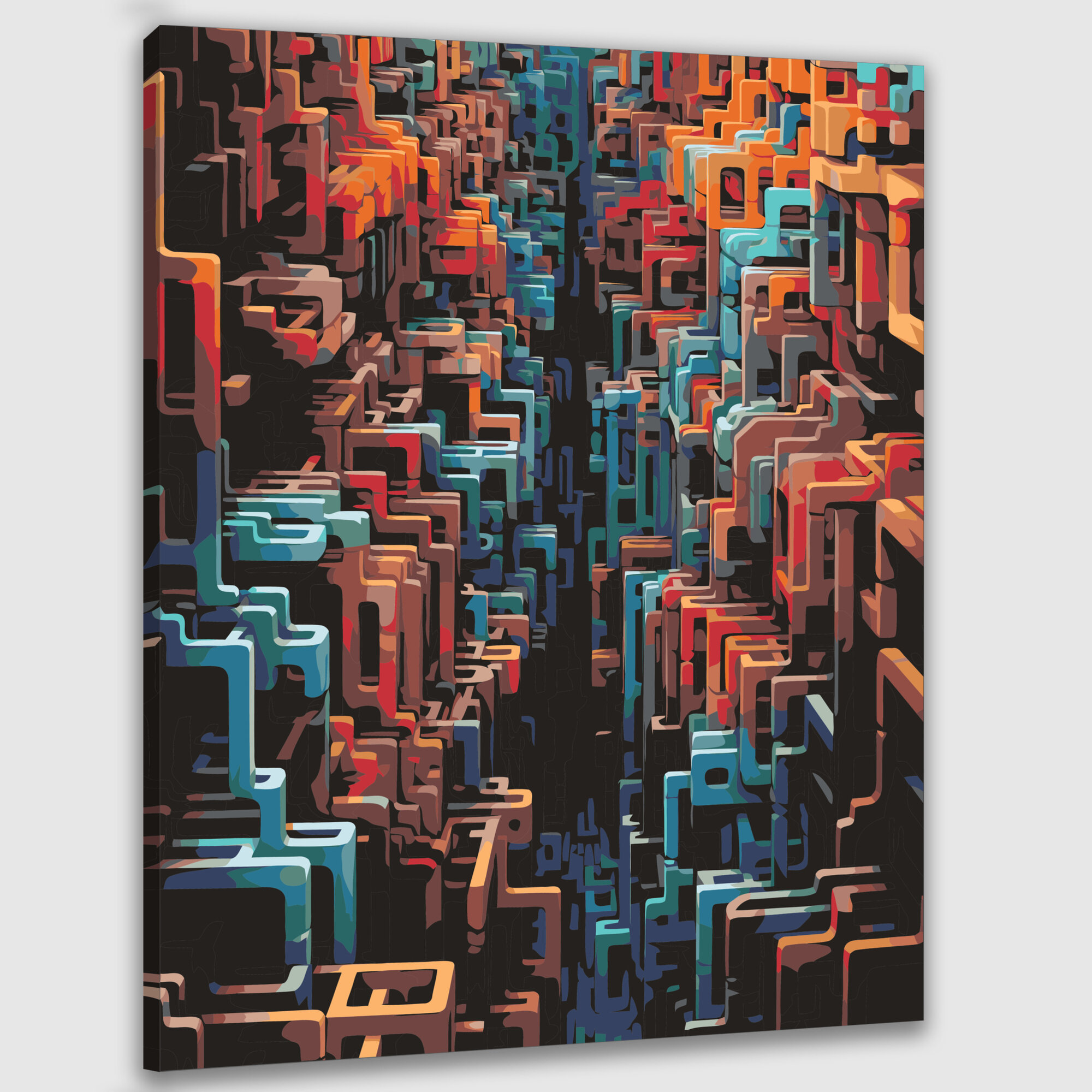 Картина по номерам 40x50 см, абстракция, цифровое искусство, лабиринт, яркие цвета, геометрические узоры