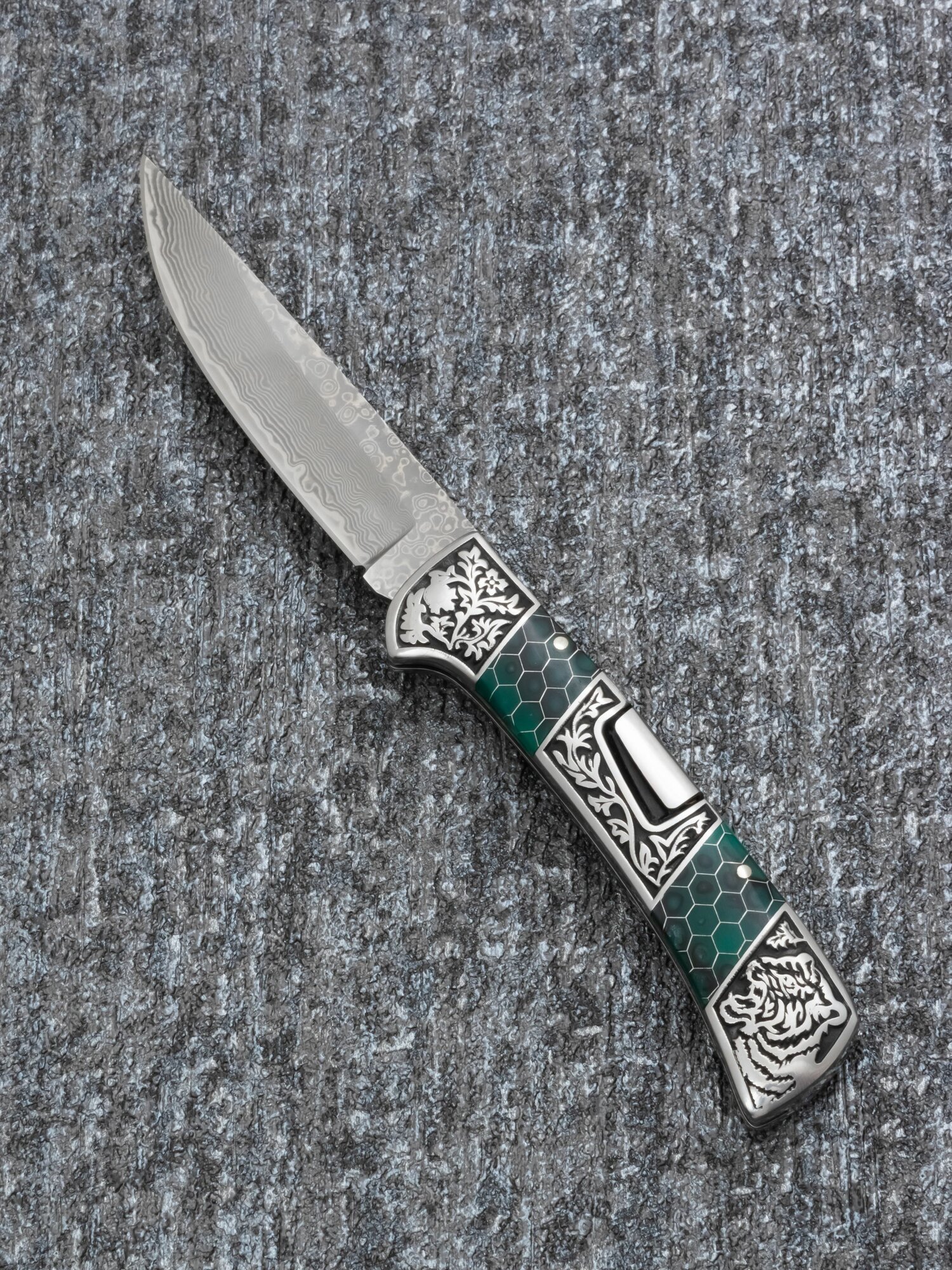 Нож складной Дамаск (зеленый)