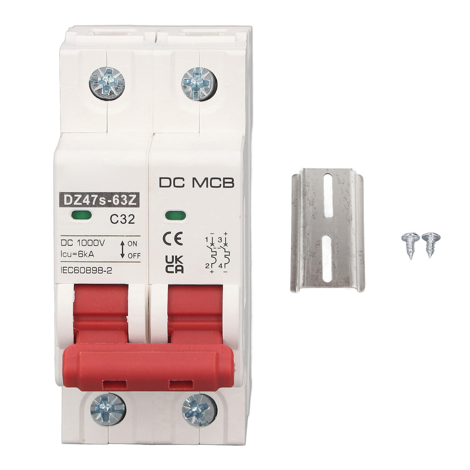 Малый автоматический выключатель 2P, отключающая способность 6000 А, для солнечных фотоэлектрических систем, миниатюрный автоматический выключатель DC1000V 32A