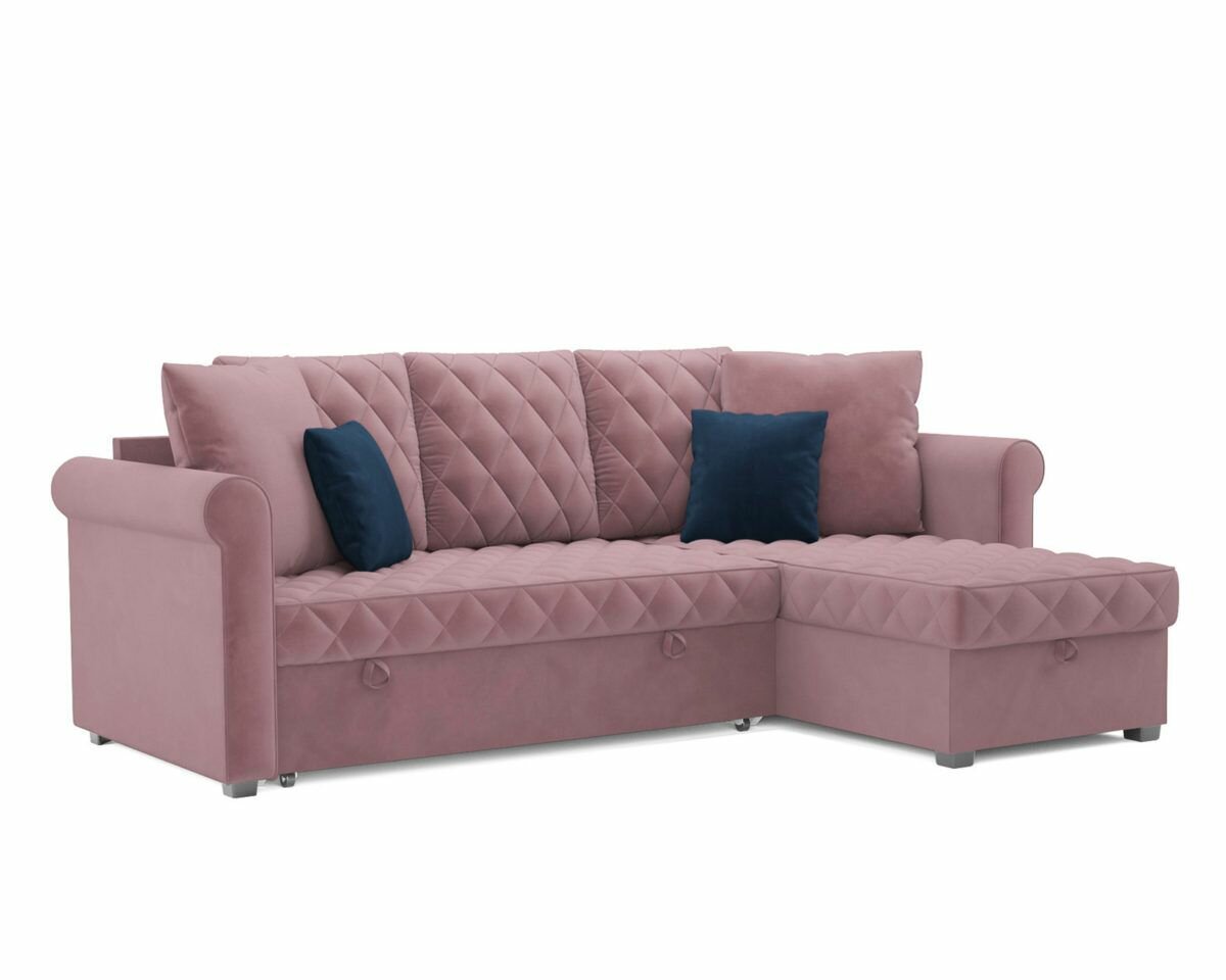 Угловой диван Mebel-ars Берлин велюр Велюр пудра/НВ-178/18 Размеры: Высота 750мм Глубина 1580мм Ширина 2370мм