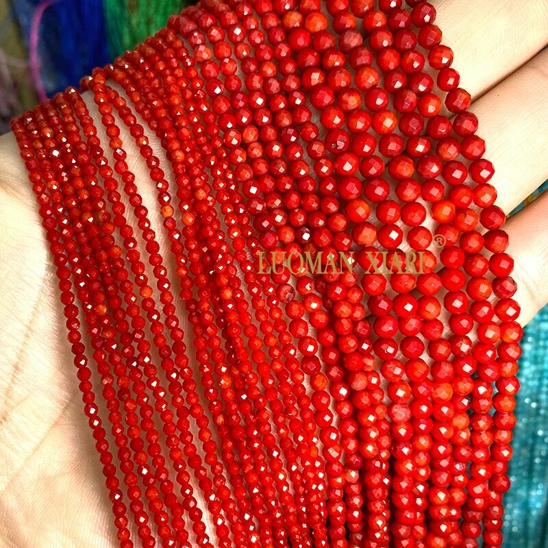 LUOMAN XIARI Бусины из халцедона 2 3 4 мм Красный, 2mm 165-170pcs, red coral