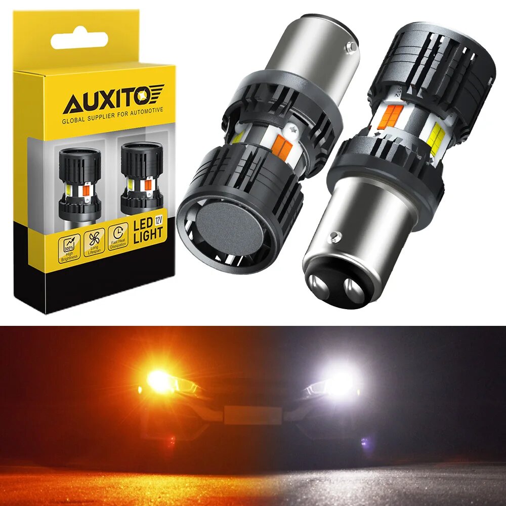 AUXITO 2 шт. P21/5 Вт светодиодная лампа Canbus 1157 Bay15d светодиодная лампа двухцветный белый янтарный Switchback DRL указатель поворота авто огни