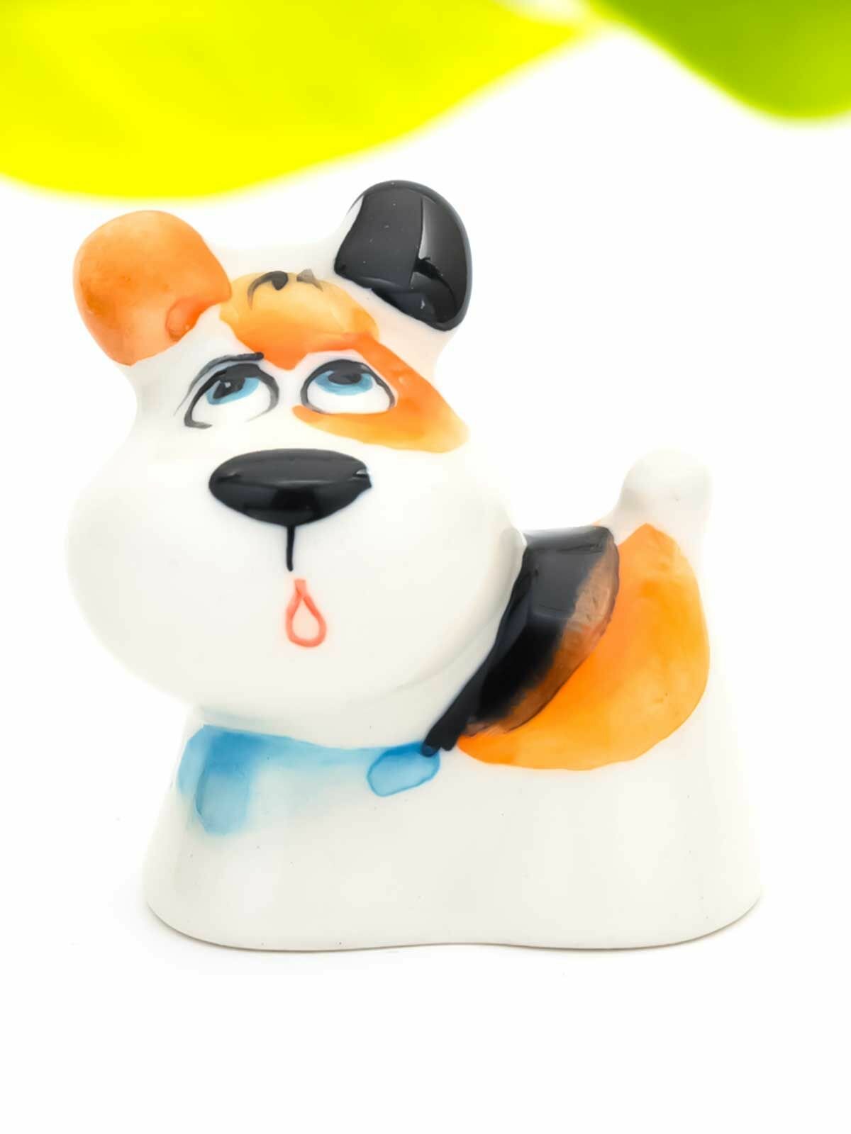 Фигурка коллекционная - Собака, Гжель, Фарфор, 4 см