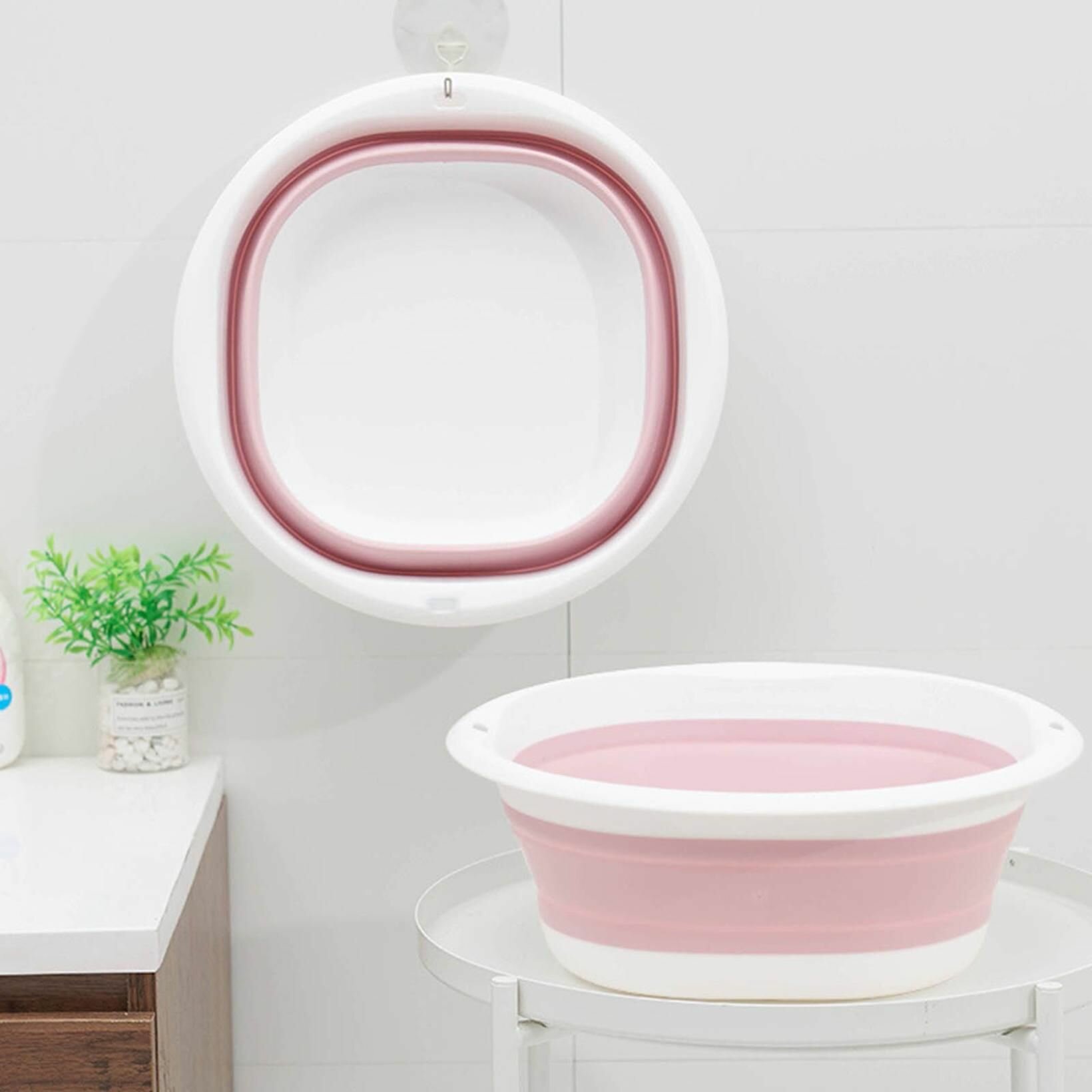 Складной таз для дома и походов с ручками и отверстиями для подвешивания, компактный и удобный для стирки, хранения и умывания