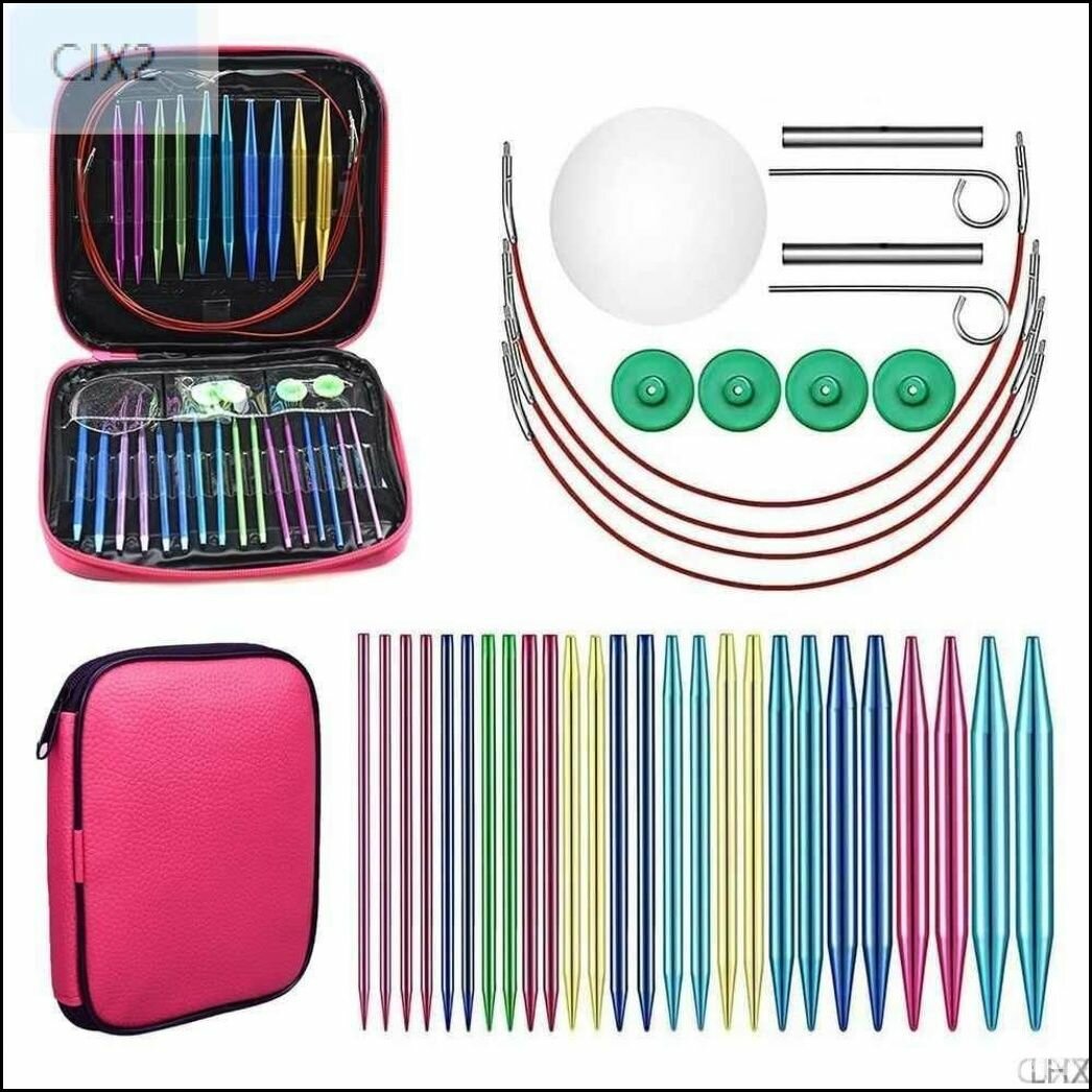 Эксклюзивный набор круговых спиц для вязания, 13 размеров от 2,75 до 10 мм, сменные тросики и аксессуары, универсальный кейс, подходит для шарфов, свитеров, ажура