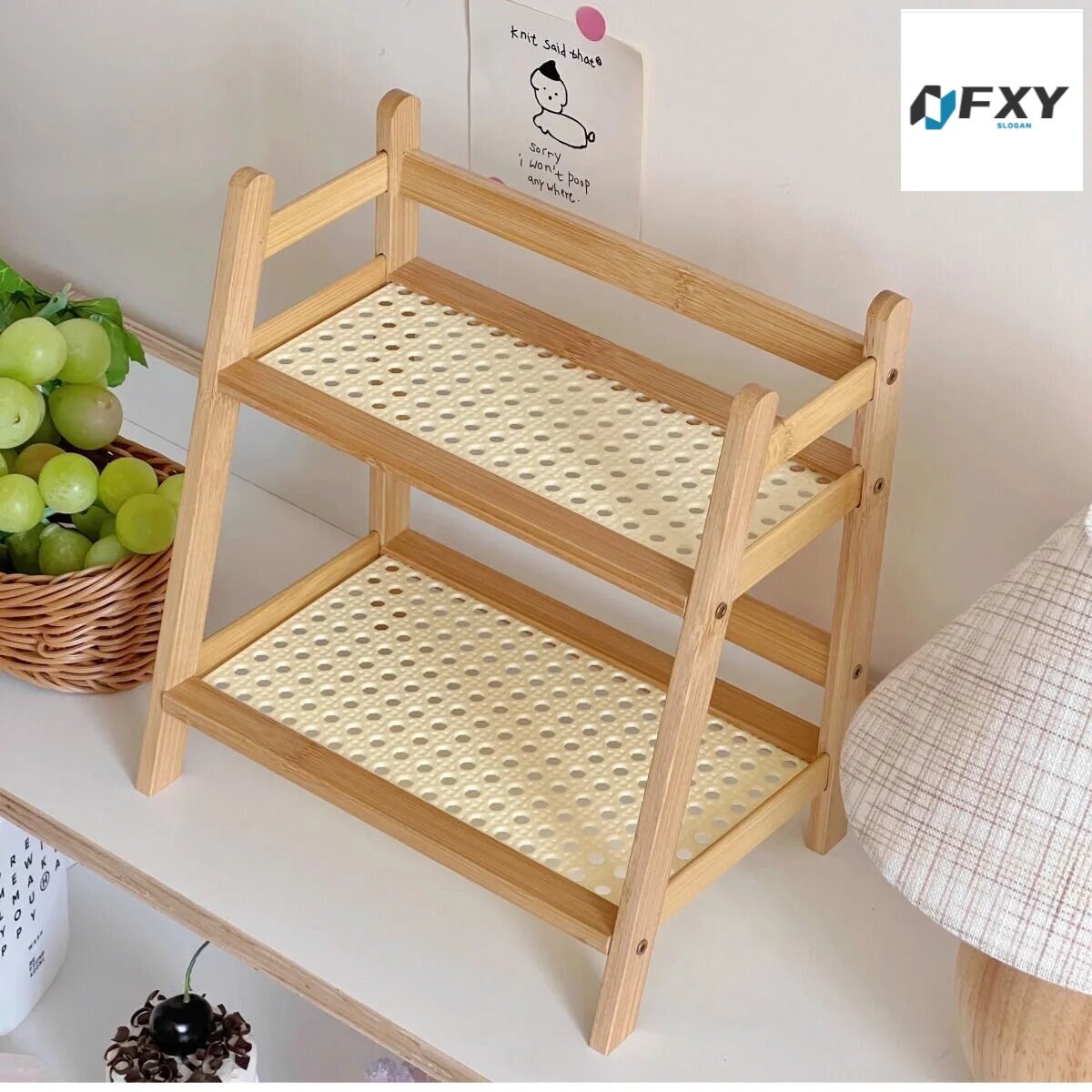 Эксклюзивная полка для стола двойная ротанг log color 27 на 29 на 18 см